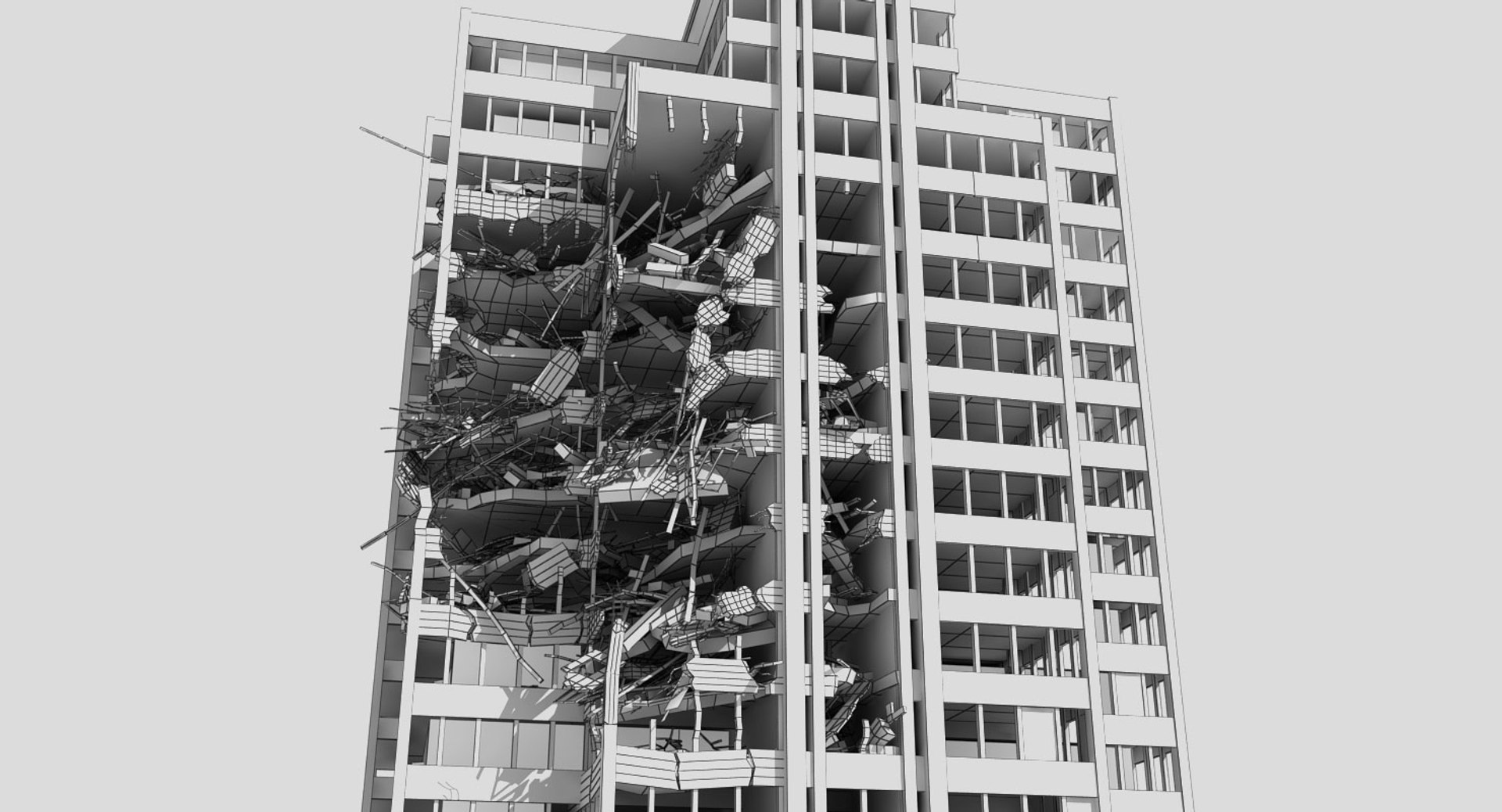 destroyed ruined building skyscrapers max