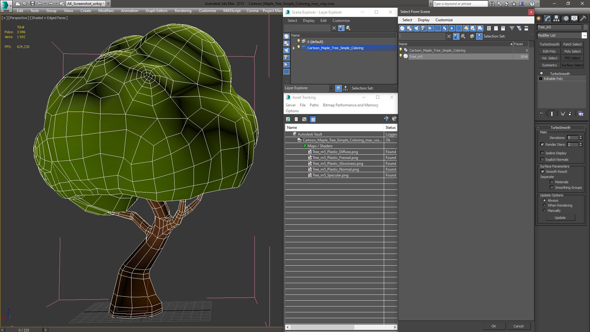Cartoon Maple Tree Simple Coloring 3D - TurboSquid 2169100
