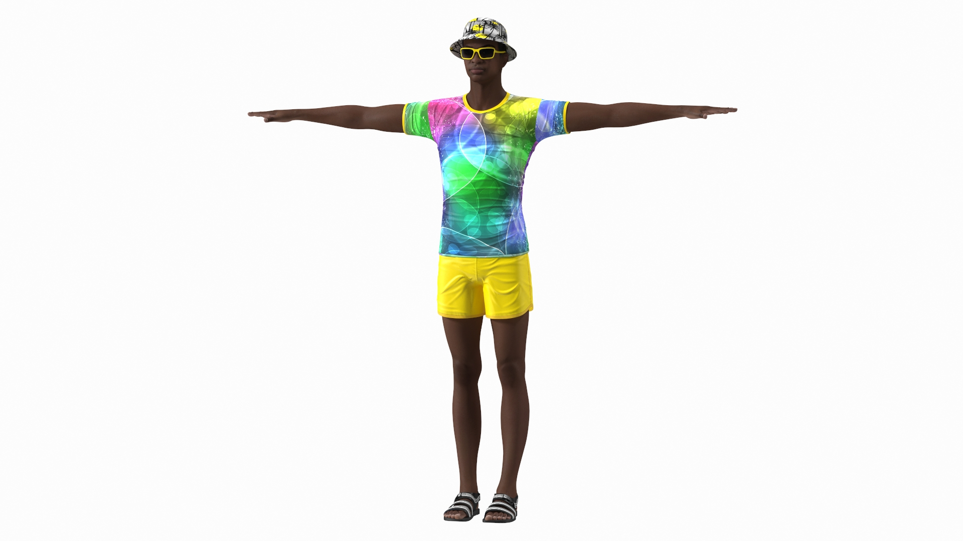 3D Dark Skin Teenager Beach Style T Pose Model - TurboSquid 1762684
