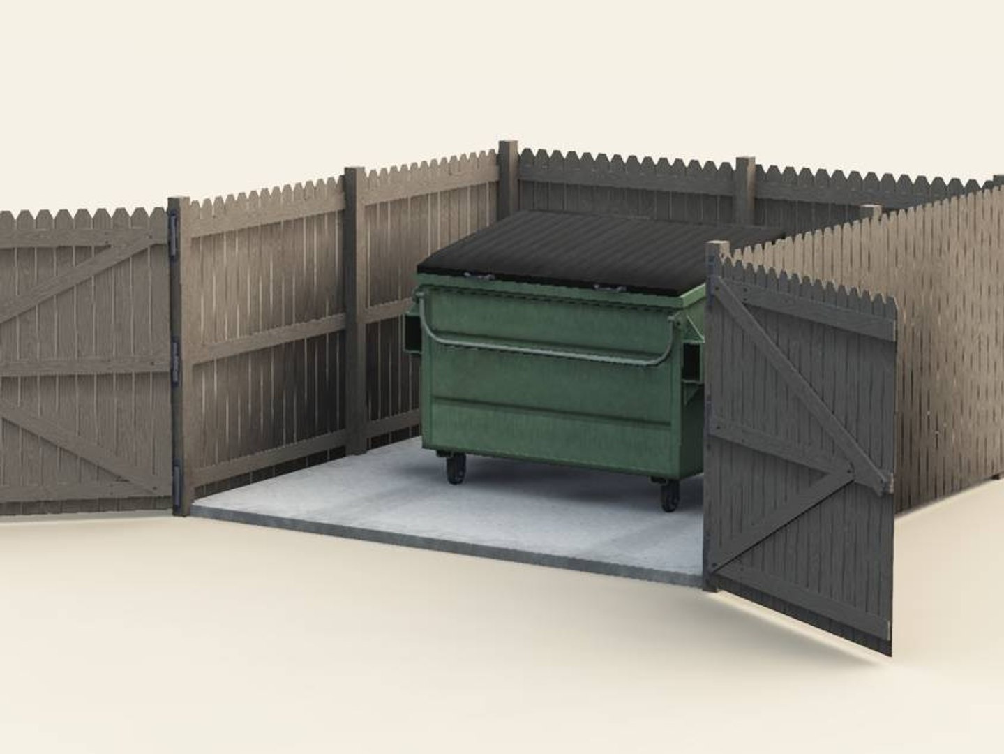 Dumpster Enclosure 3d Model