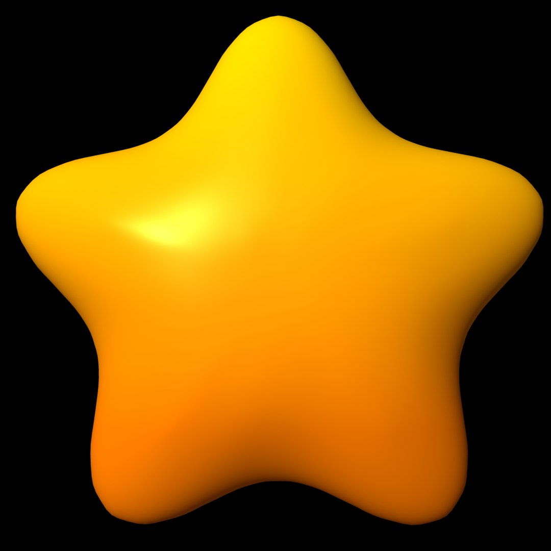 3d Cartoon Star Rounded Model