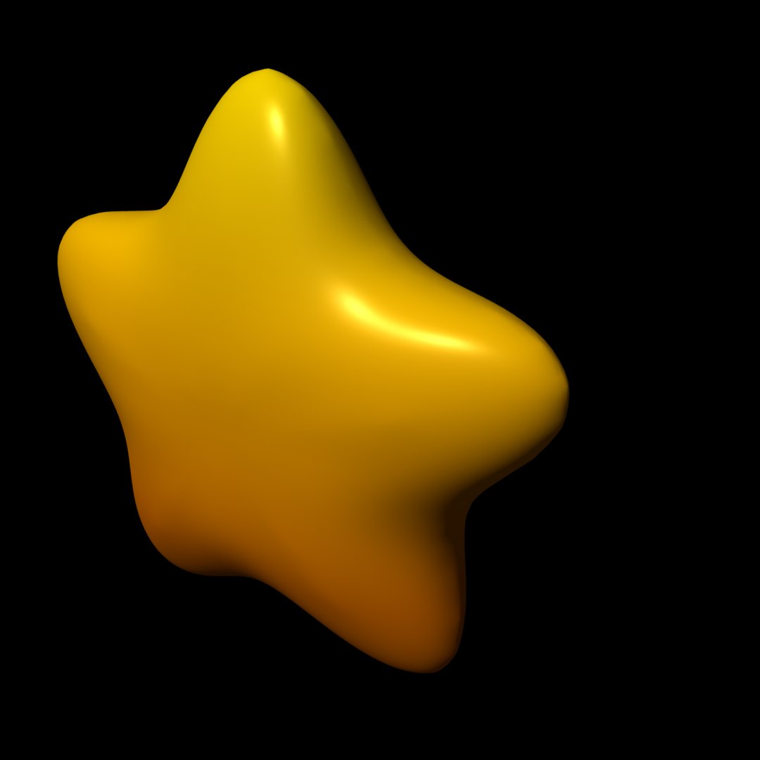 3d Cartoon Star Rounded Model