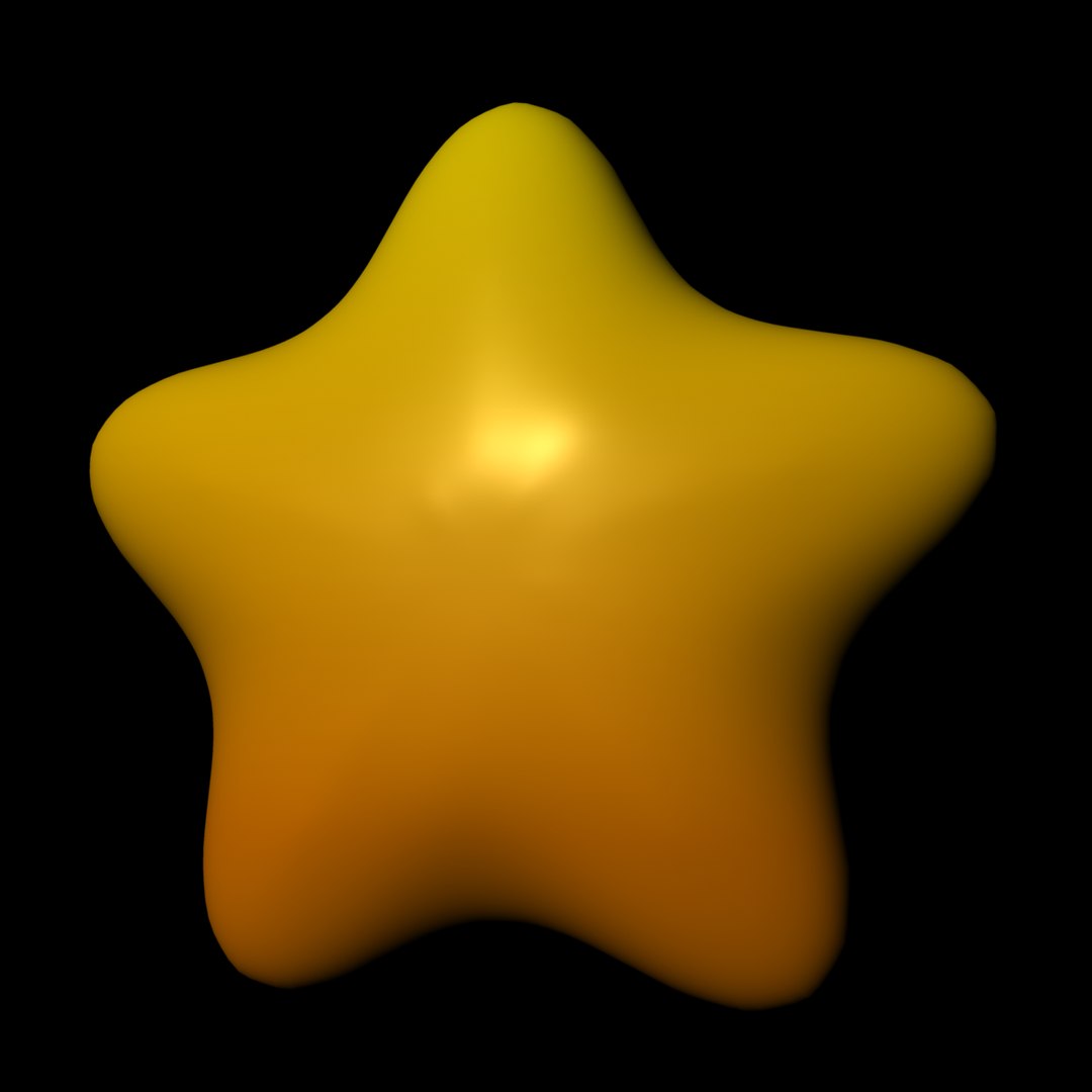 3d Cartoon Star Rounded Model