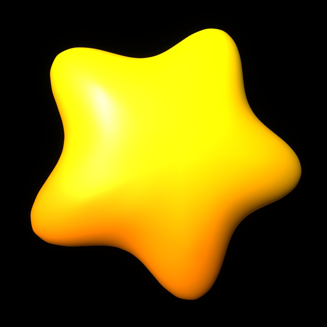 3d Cartoon Star Rounded Model
