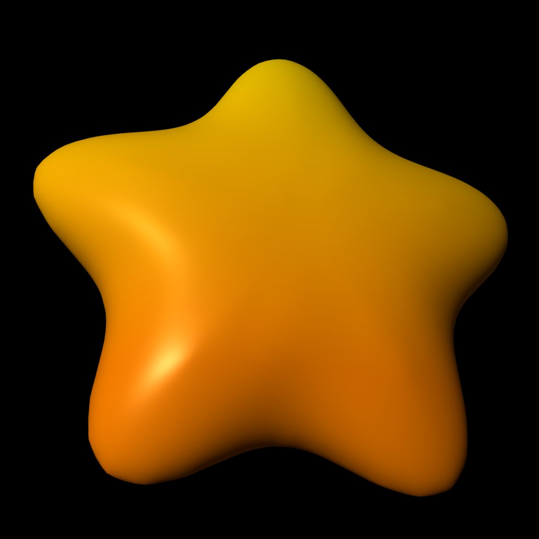 3d Cartoon Star Rounded Model
