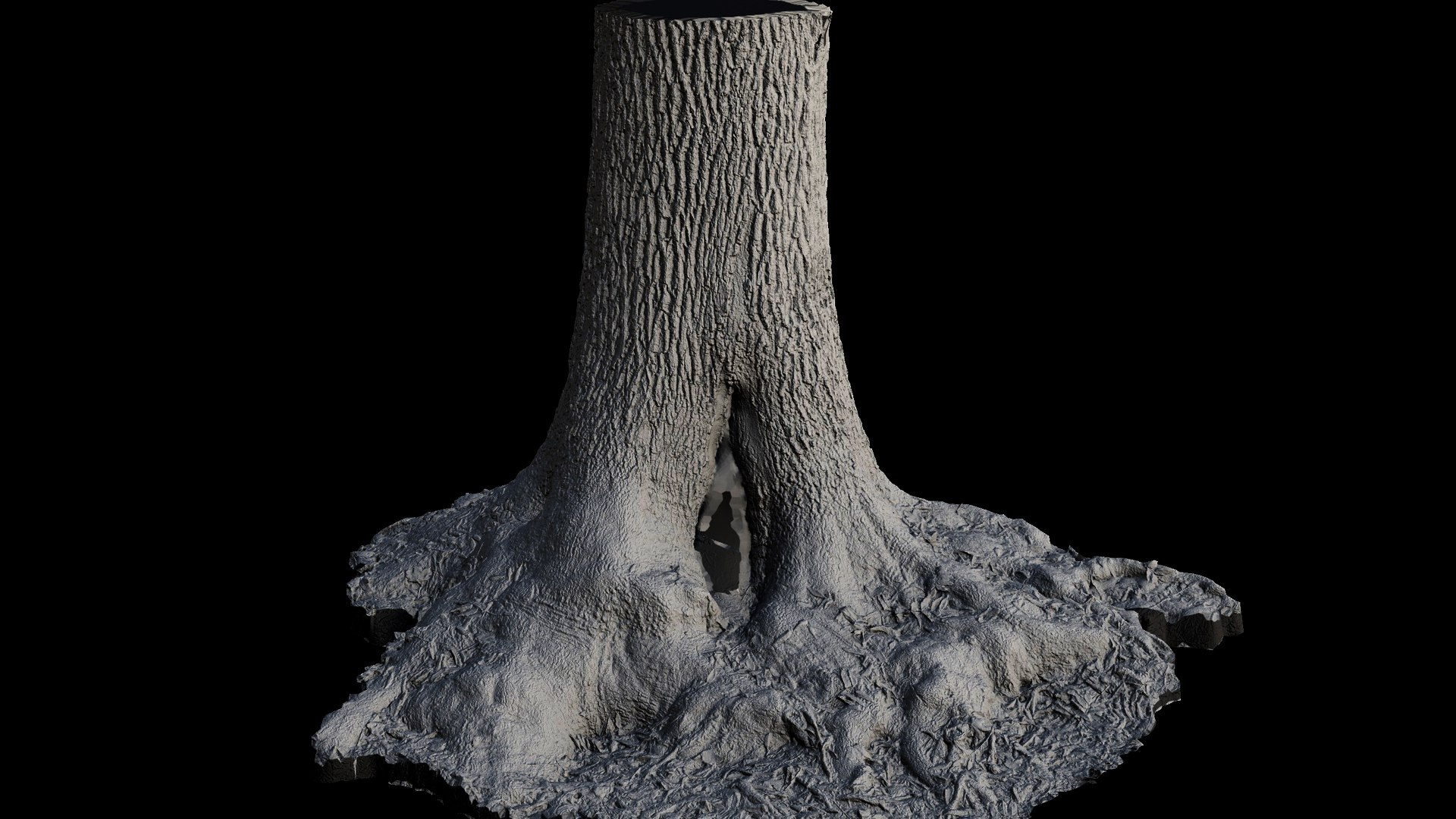 Tree Trunk Large Oak Wide Roots Ground Photogrammetry 3D Model ...