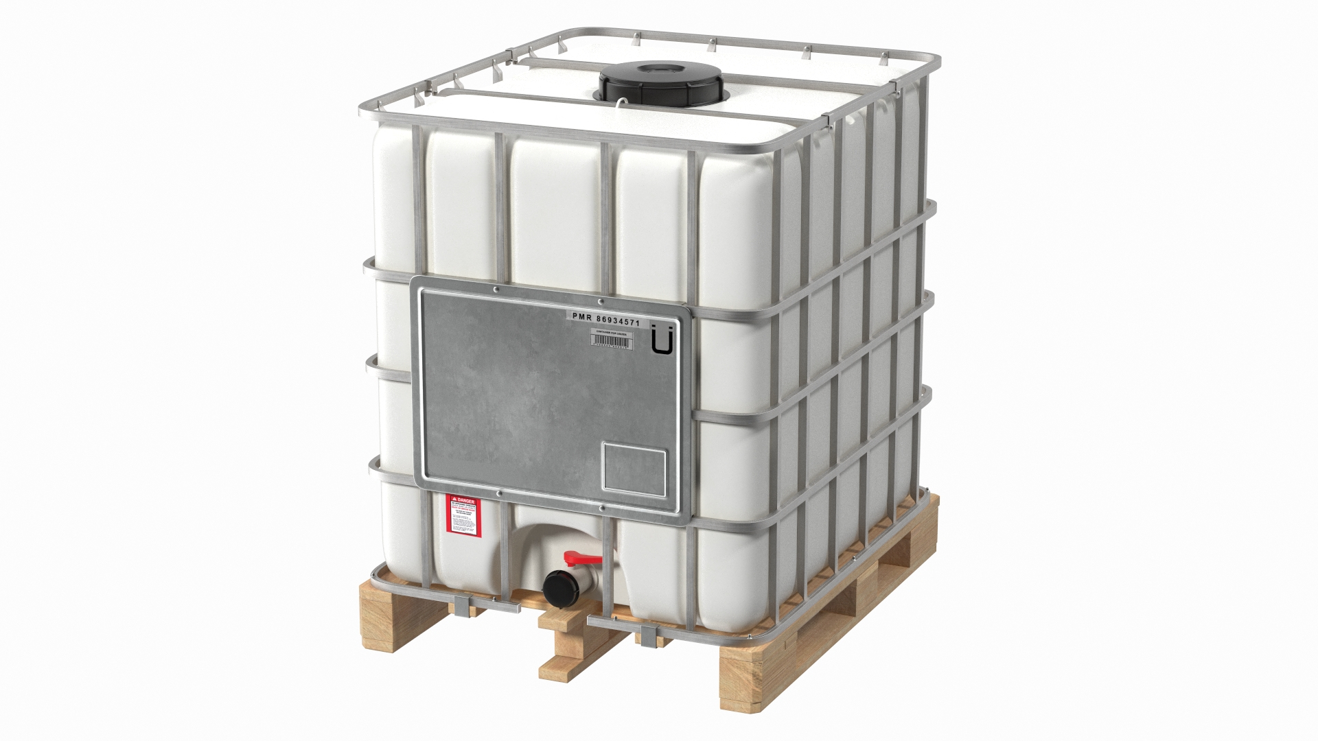 Modello 3D IBC Fluid Container Pallet in legno da 1000 litri ...