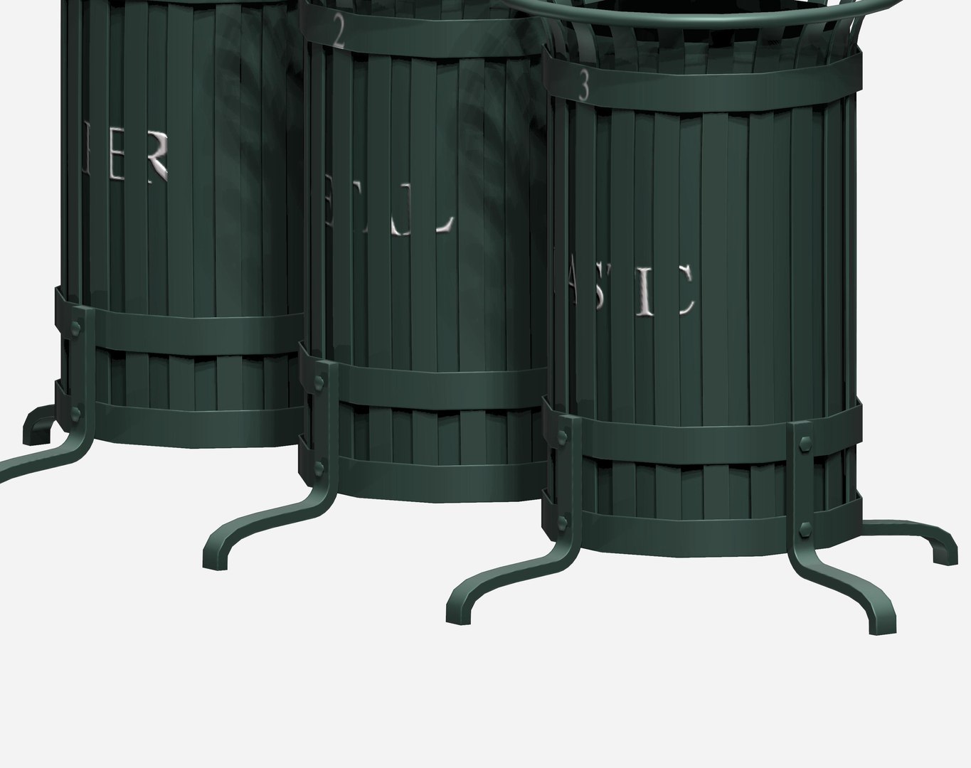 Triple Cage Type Open Blue Street Garbage Bin 3D Model - TurboSquid 2130927