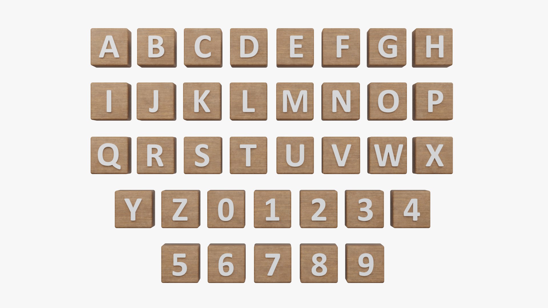 3D Wooden Minimal Alphabet And Number Blocks Model - TurboSquid 2216684