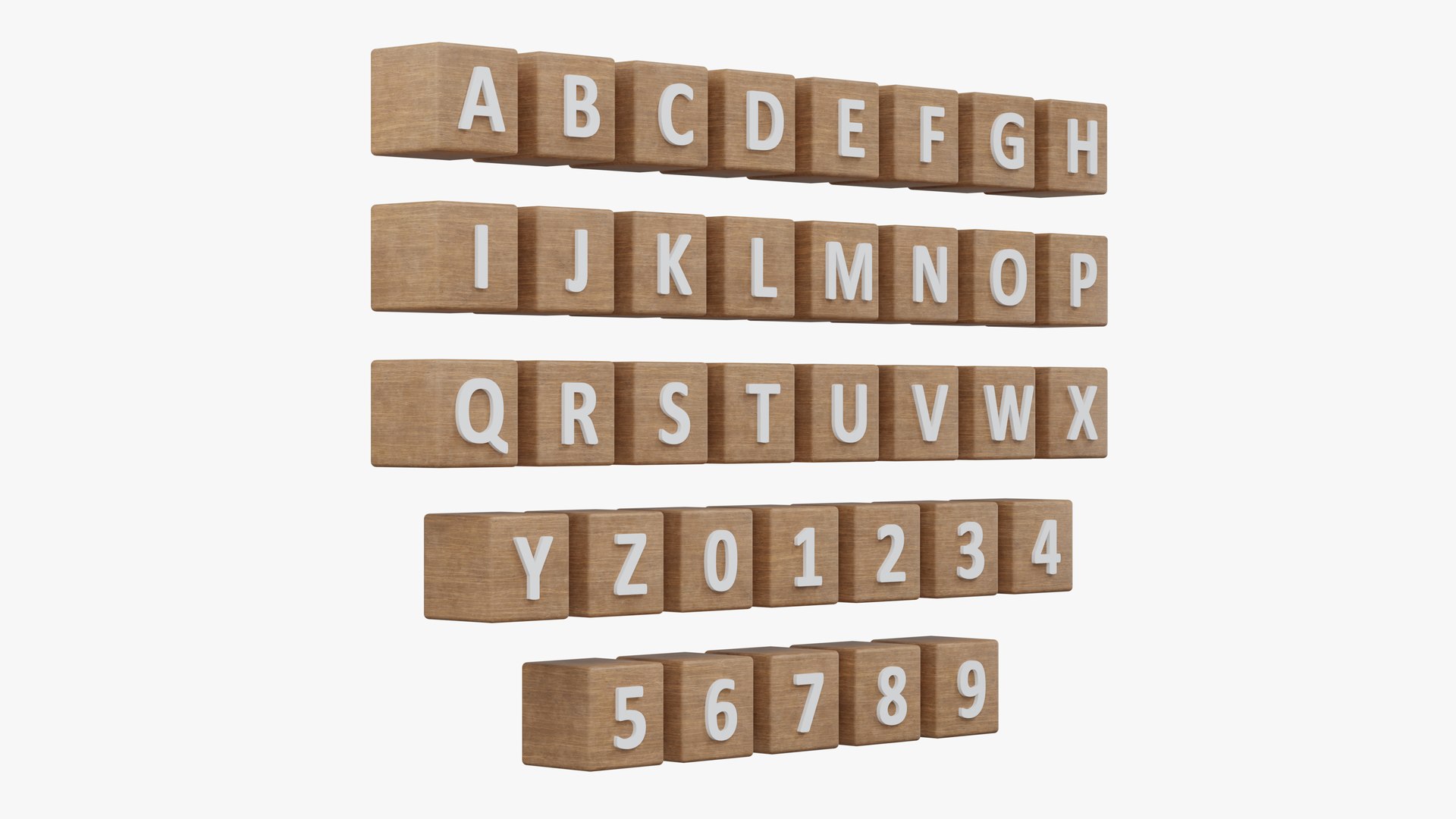 3D Wooden Minimal Alphabet And Number Blocks Model - TurboSquid 2216684
