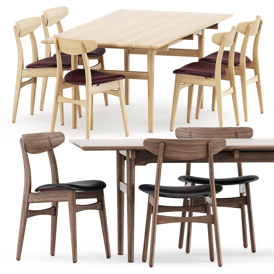 3D Model CH327 Dining Table And CH30P Chair - TurboSquid 1797446