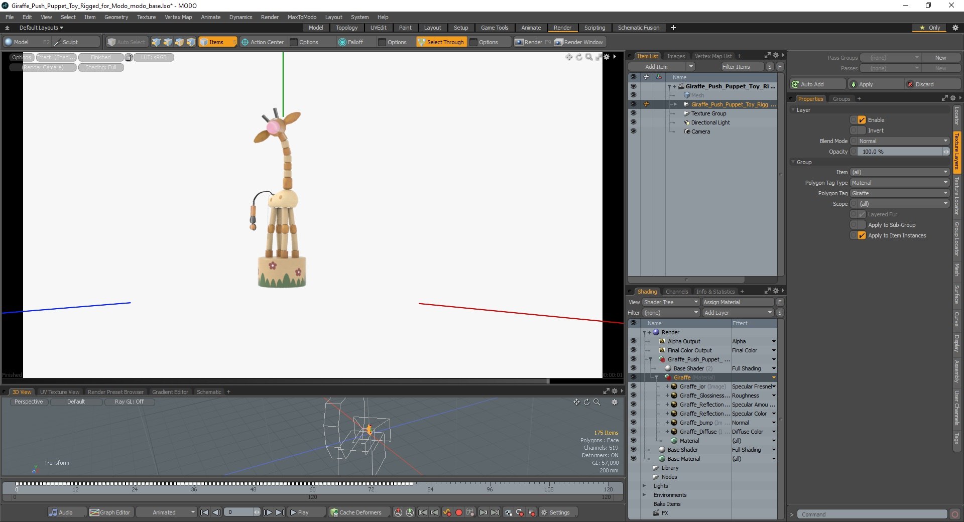 Giraffe Push Puppet Toy Rigged For Modo 3D Model - TurboSquid 2018630