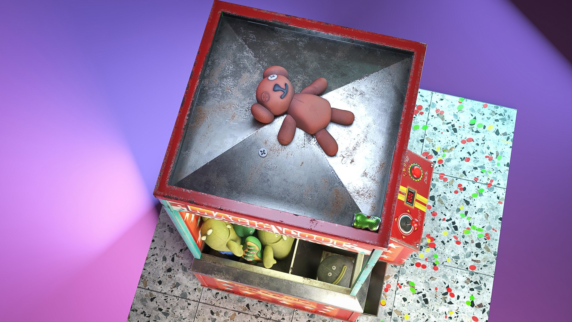 Teddies Claw Machine Low-poly 3D Model 3D - TurboSquid 2078296