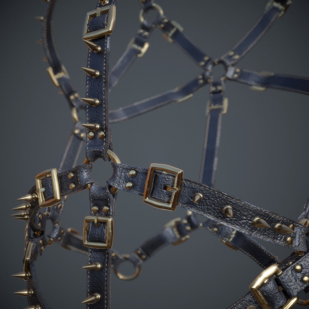 3d Model Spiky Leather Body Harness
