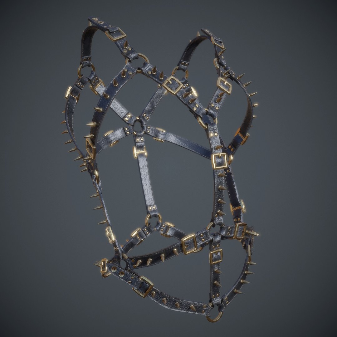 3d Model Spiky Leather Body Harness