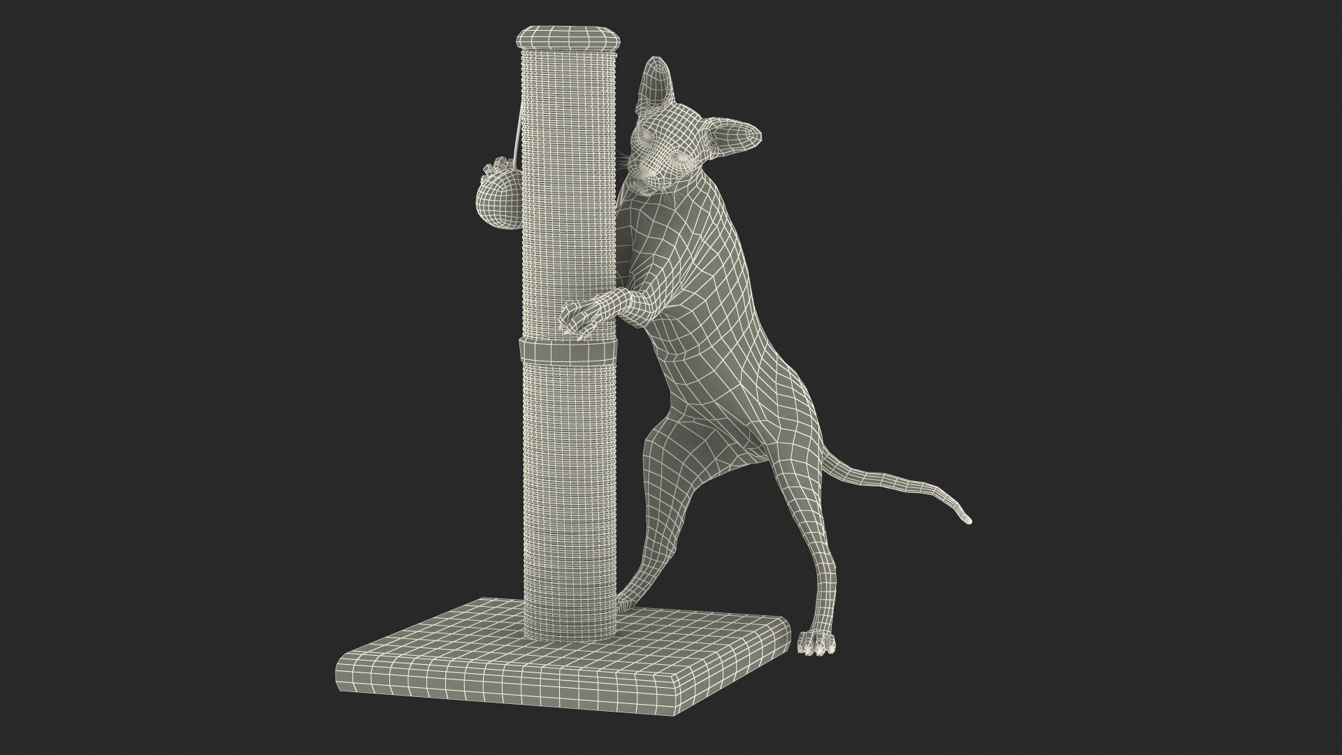 3D Cat Playing With A Red Scratching Post Rigged For Cinema 4D Model ...