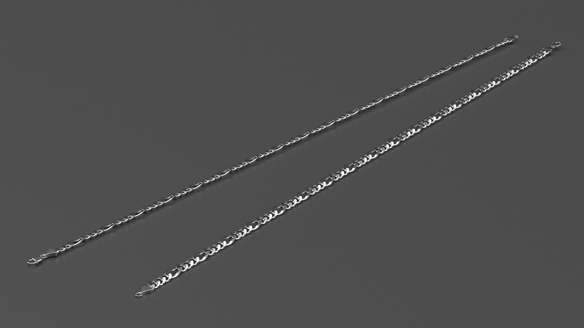 Figaro Jewelry Silver Chain 3D Model - TurboSquid 2245082