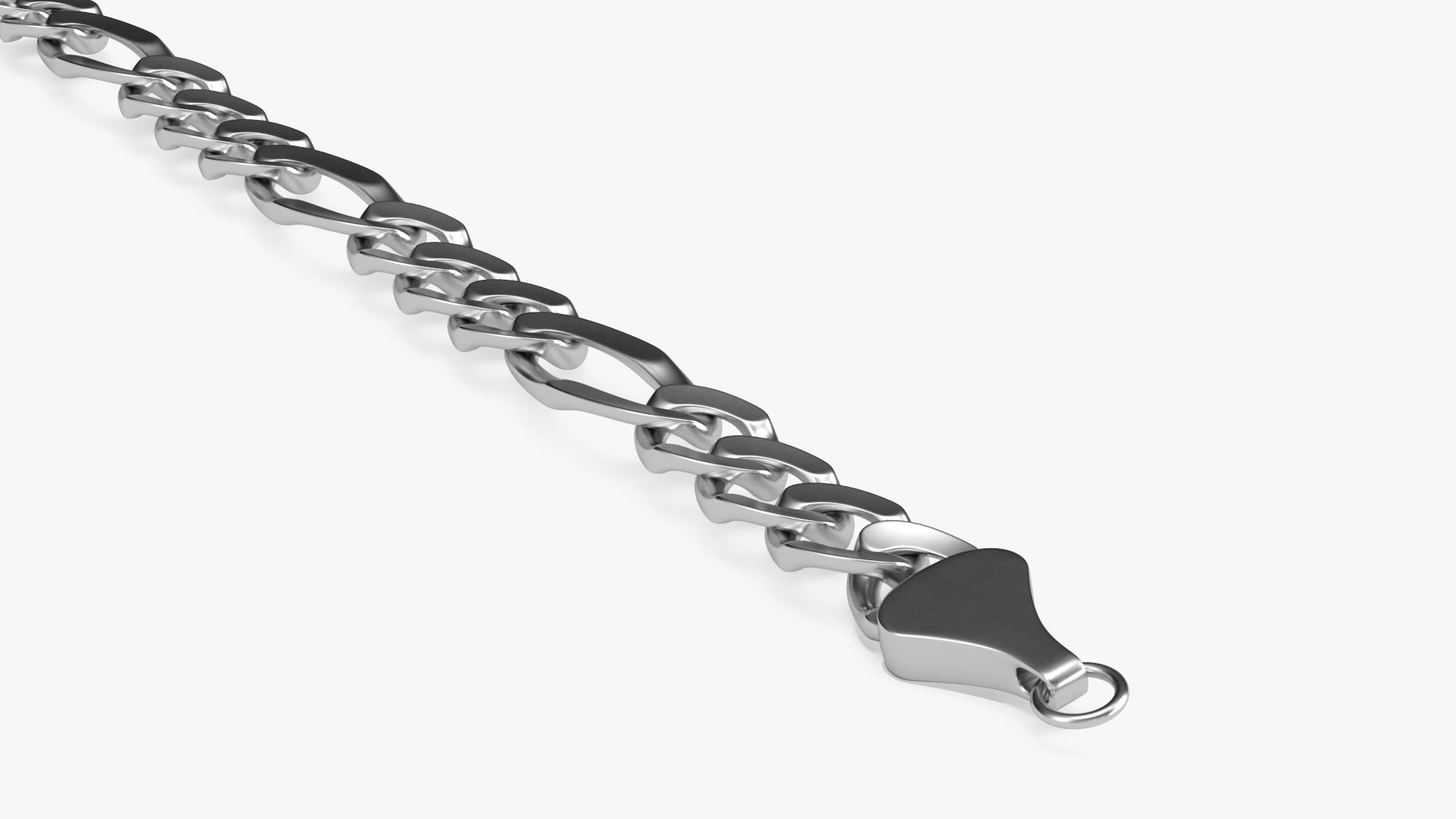 Figaro Jewelry Silver Chain 3D Model - TurboSquid 2245082