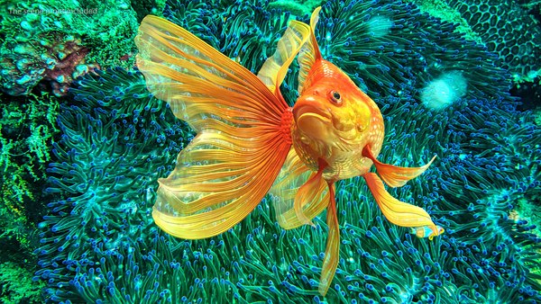 Orange Fancy Fantail Goldfish Rigged for Cinema 4D 3D model ...