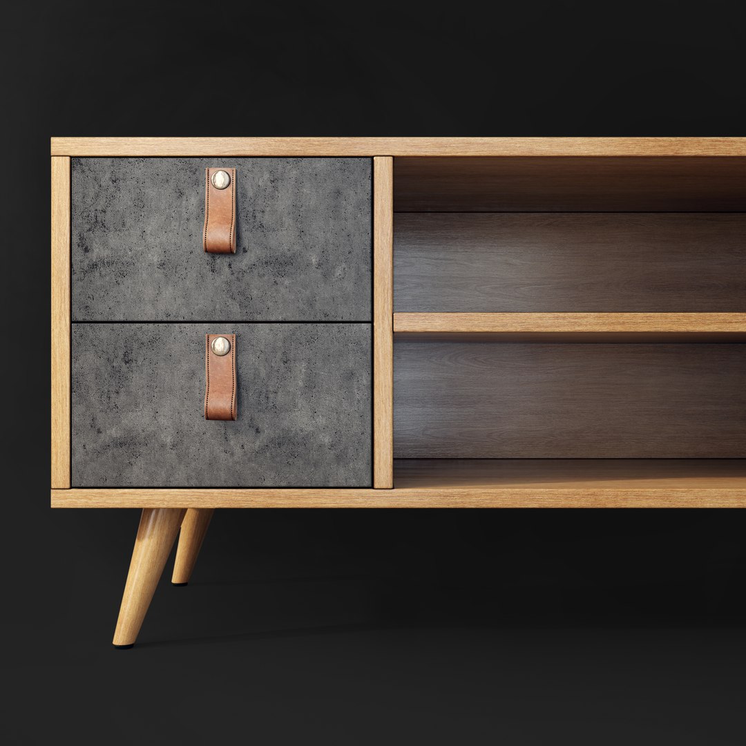 3D TV stand nightstand Es Mob Betong by Vivense - TurboSquid 2081890