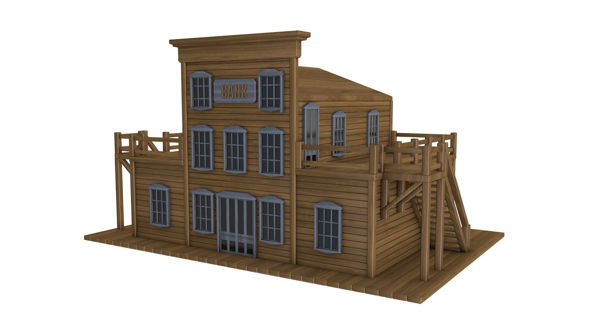 Western Wild West Bank 3D Model - TurboSquid 1914993