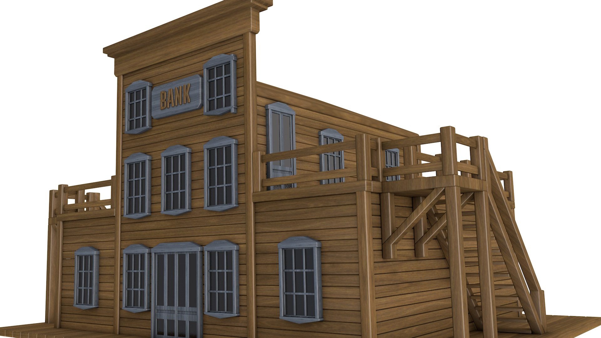 Western Wild West Bank 3D Model - TurboSquid 1914993