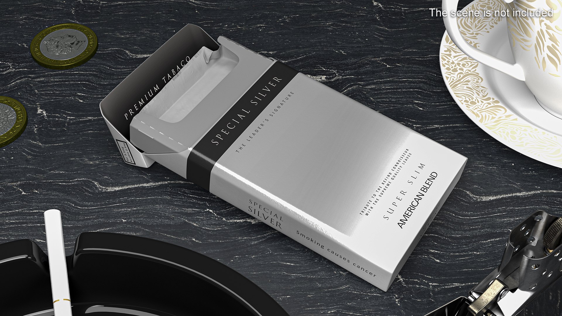 Pack Of Cigarettes Super Slim Silver Empty Model - TurboSquid 2281785