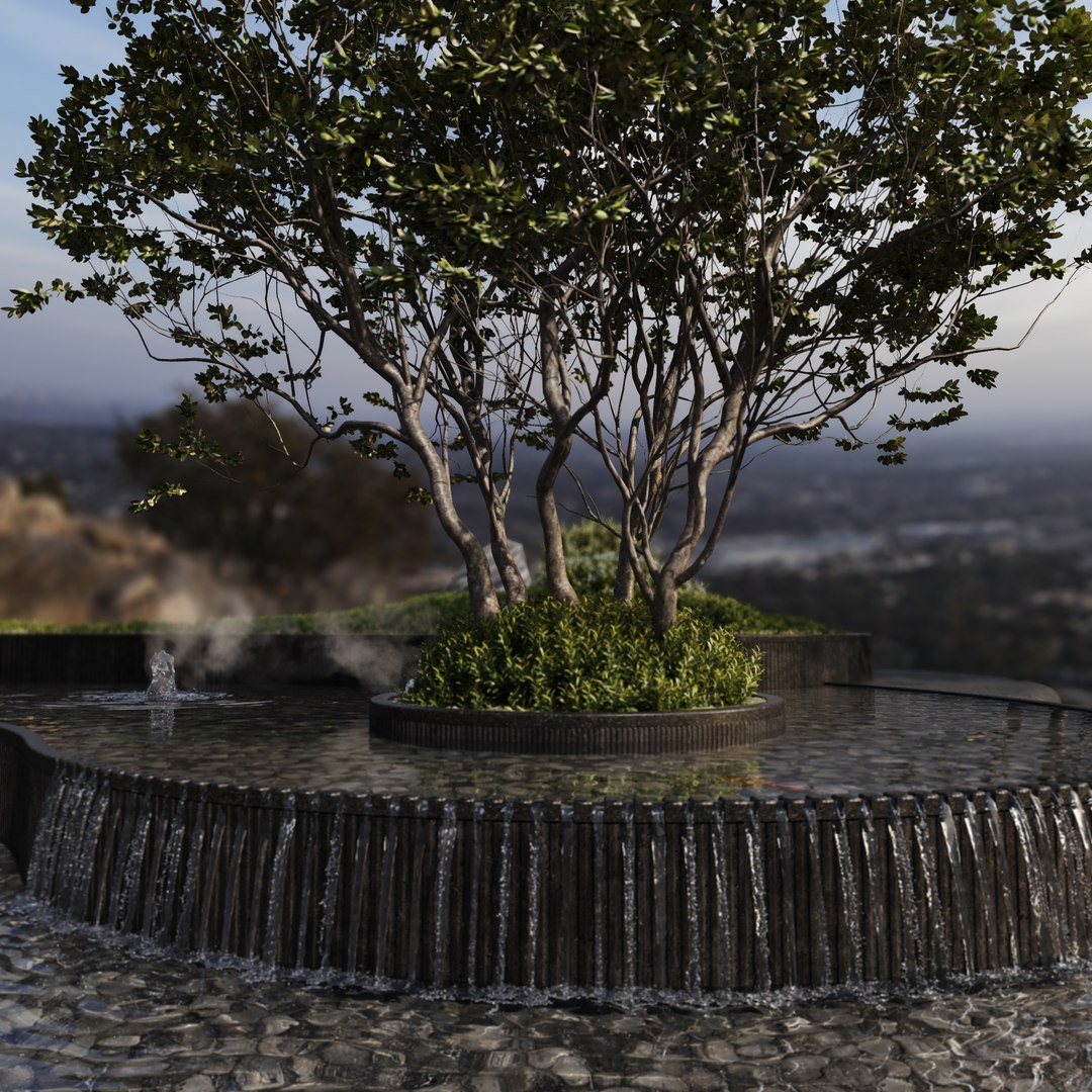3D Landscaping Figure With Plants Waterfalls And Fish - TurboSquid 2128075