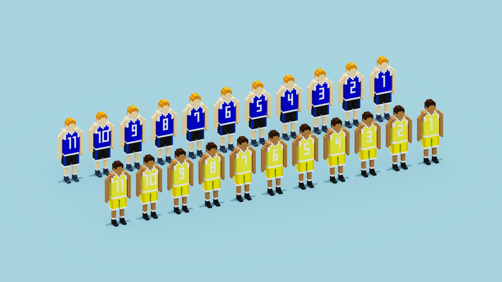 Voxel Basketball Team Players 3D - TurboSquid 2064455
