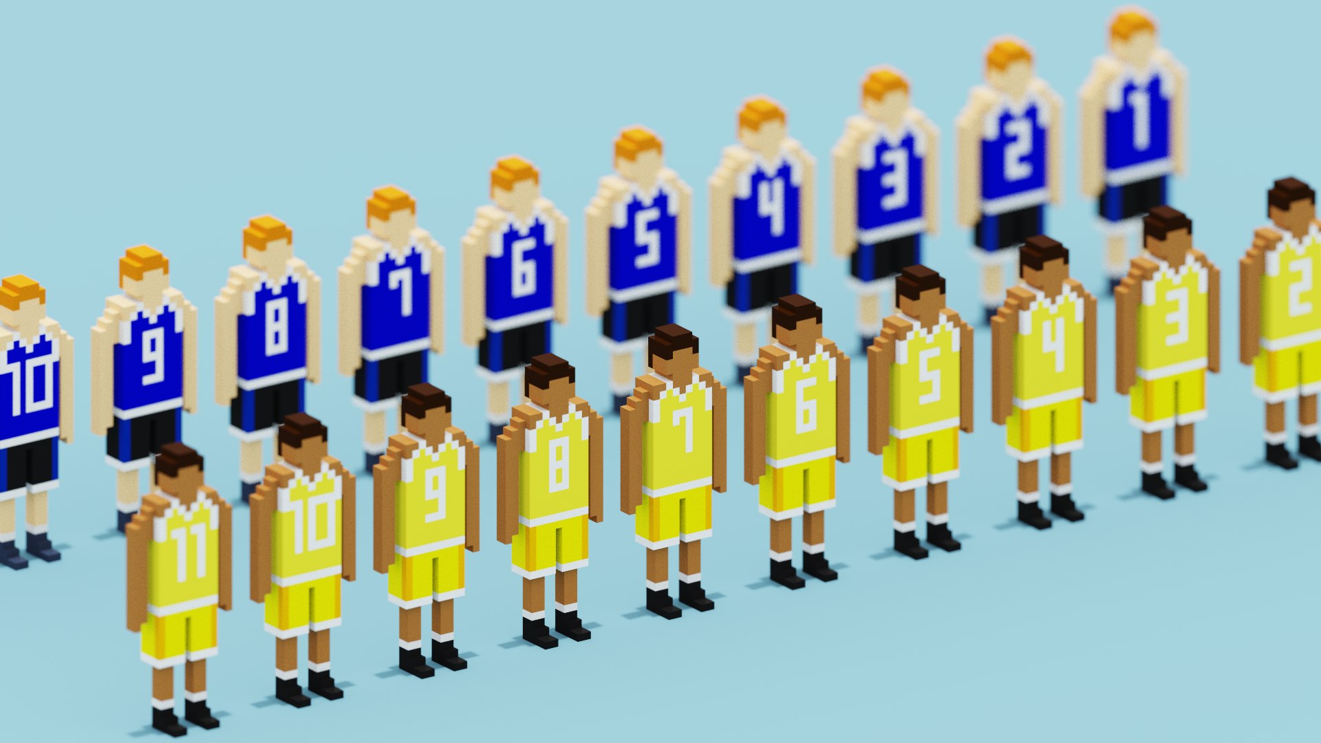 Voxel Basketball Team Players 3D - TurboSquid 2064455