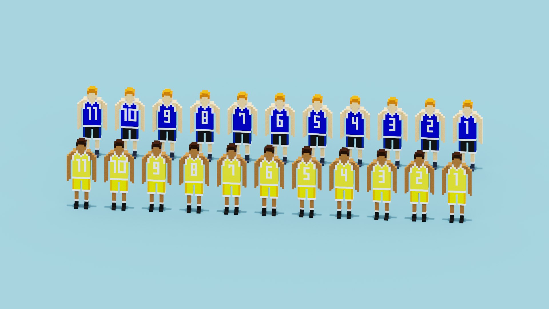 Voxel Basketball Team Players 3D - TurboSquid 2064455