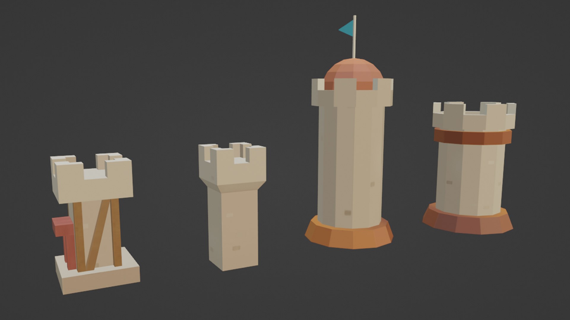 3D LowPoly Tower and City Walls model - TurboSquid 2045536