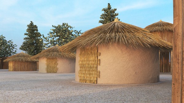 Village Thatched Clay Huts 3D model - TurboSquid 1782515