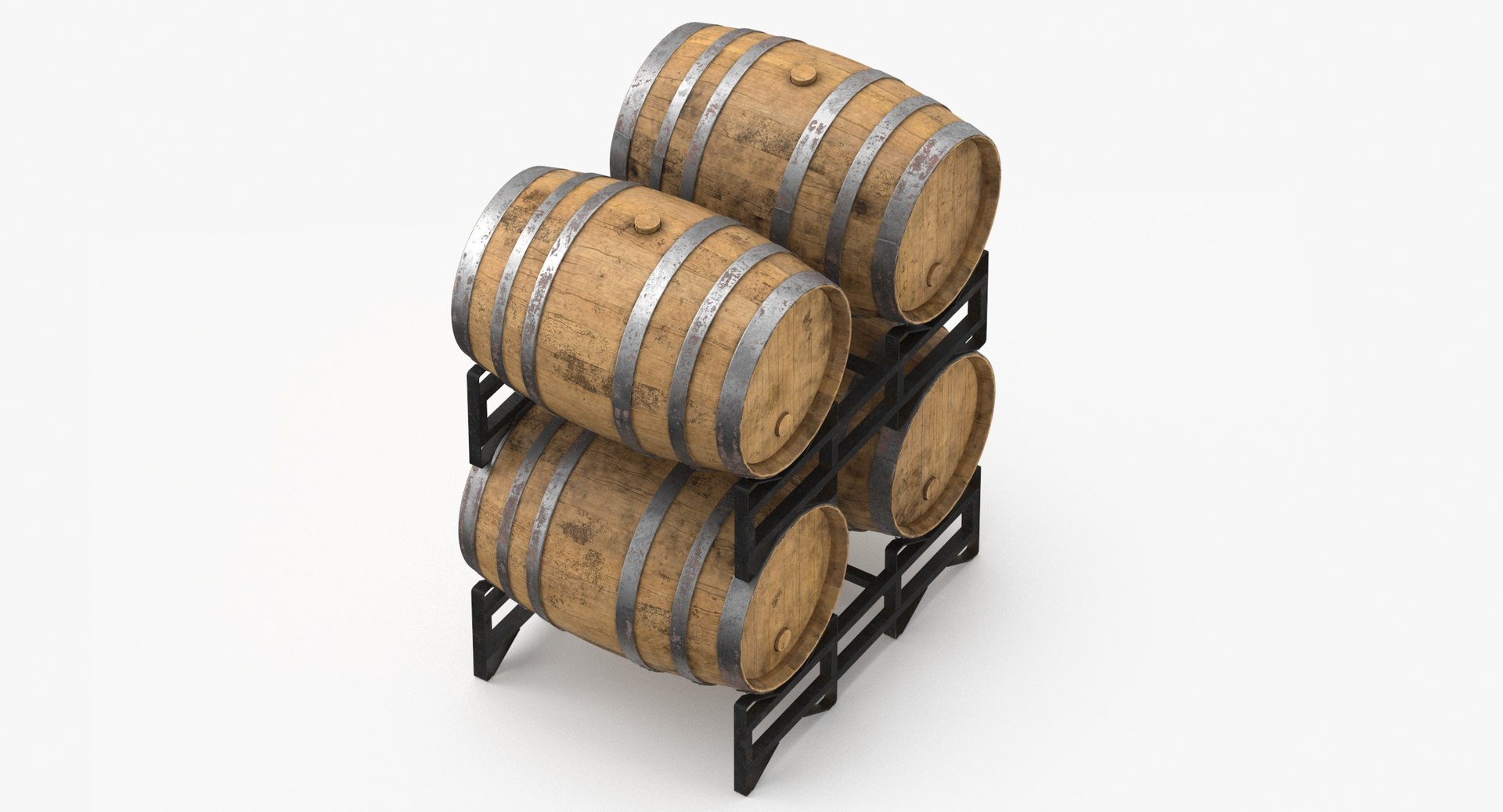Barrel Wood Rack and Stacked 3D - TurboSquid 1952791