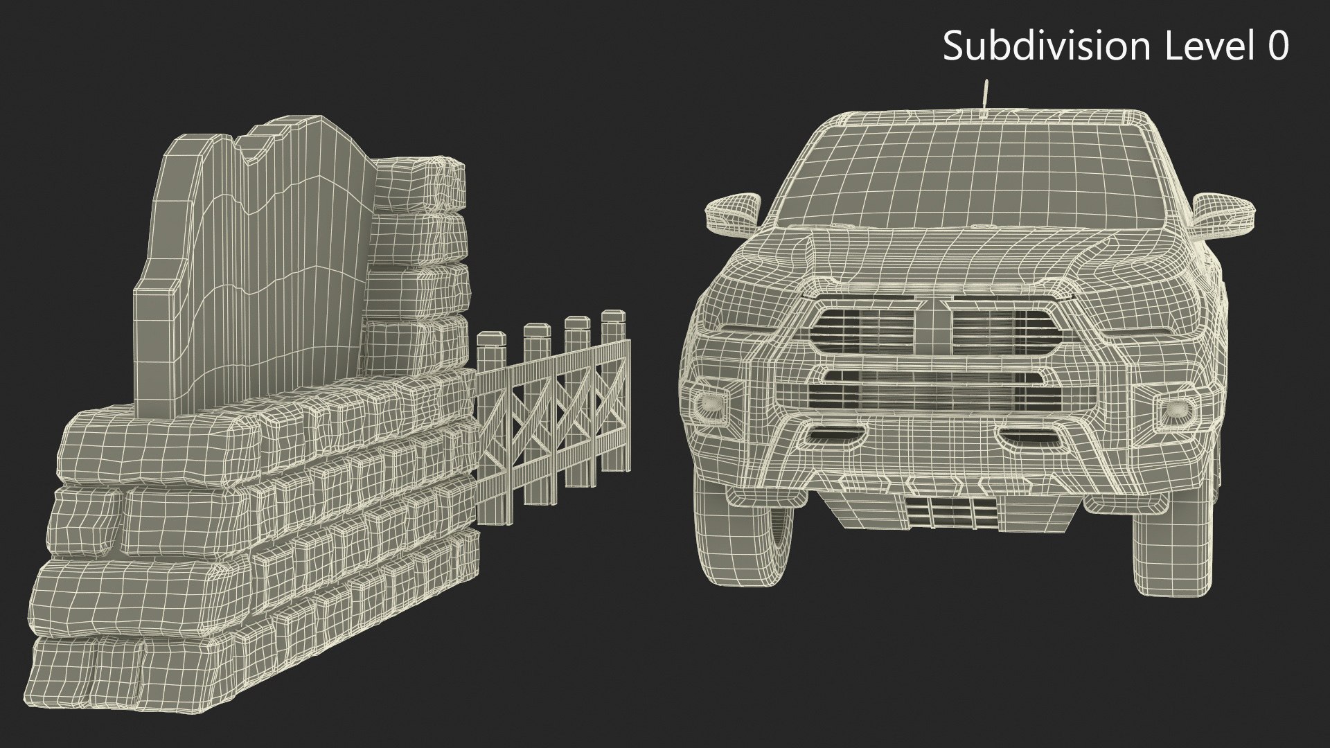 Stone Gateway Monument And Pickup Truck 3D Model - TurboSquid 2289478
