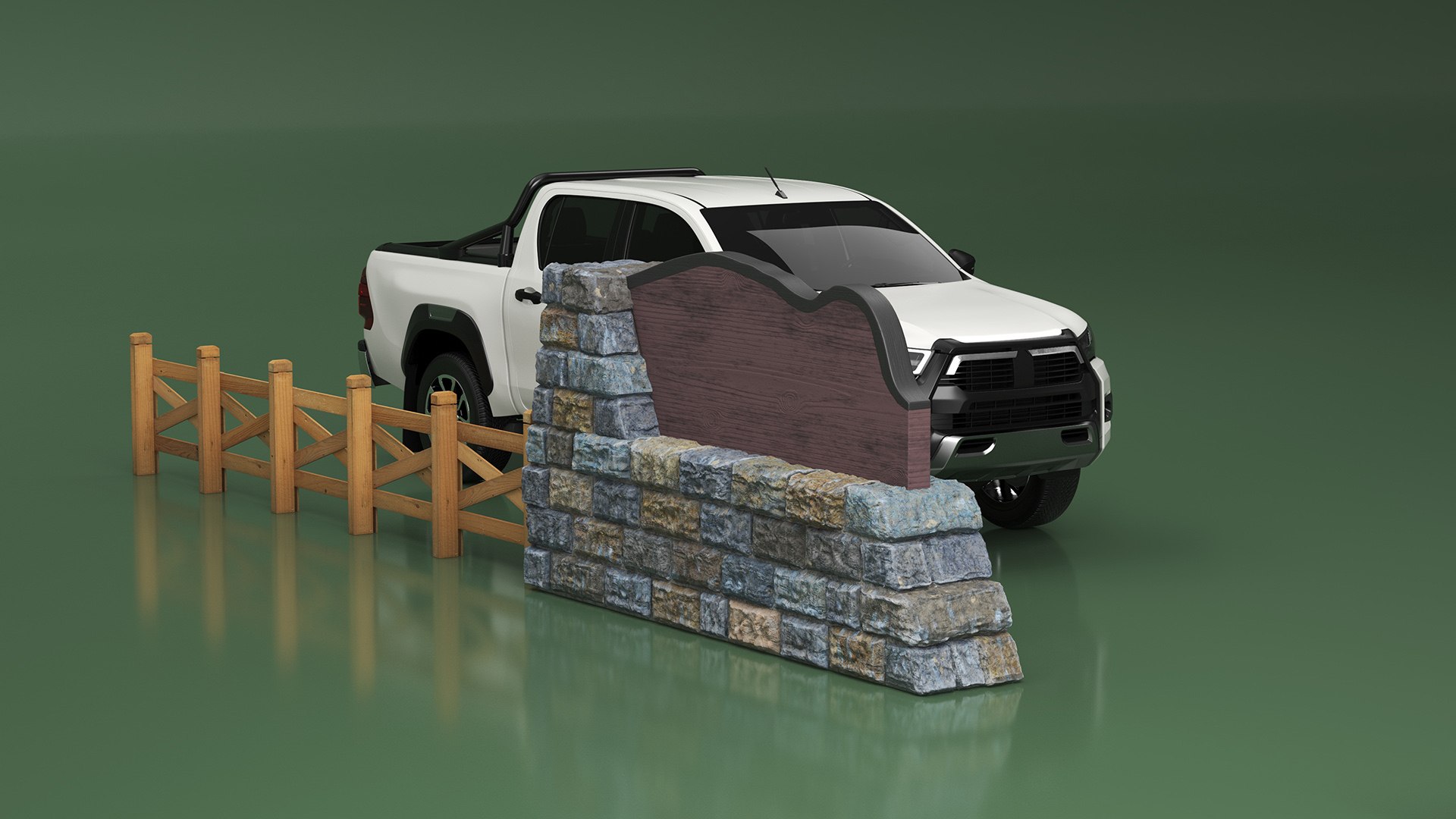 Stone Gateway Monument And Pickup Truck 3D Model - TurboSquid 2289478