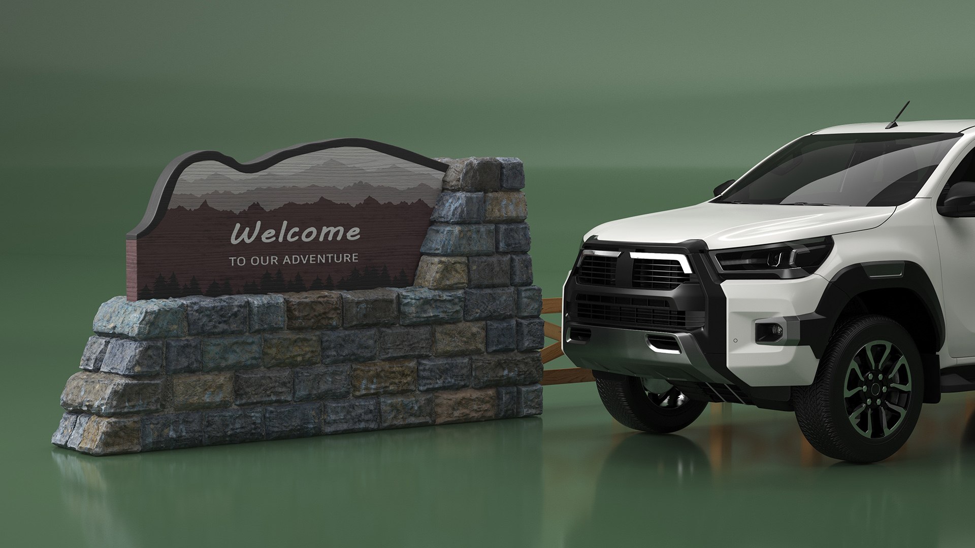 Stone Gateway Monument And Pickup Truck 3D Model - TurboSquid 2289478