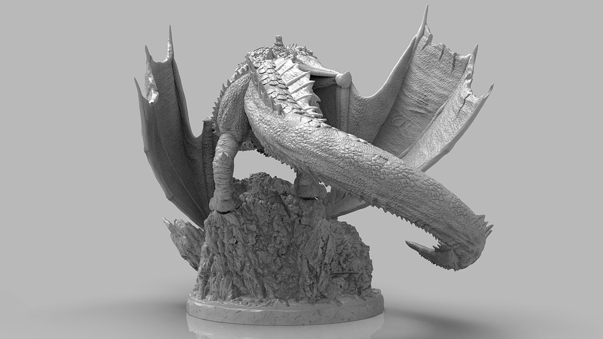 Monster Design Statue The Rider And The Dragon STL 3D Model Design ...