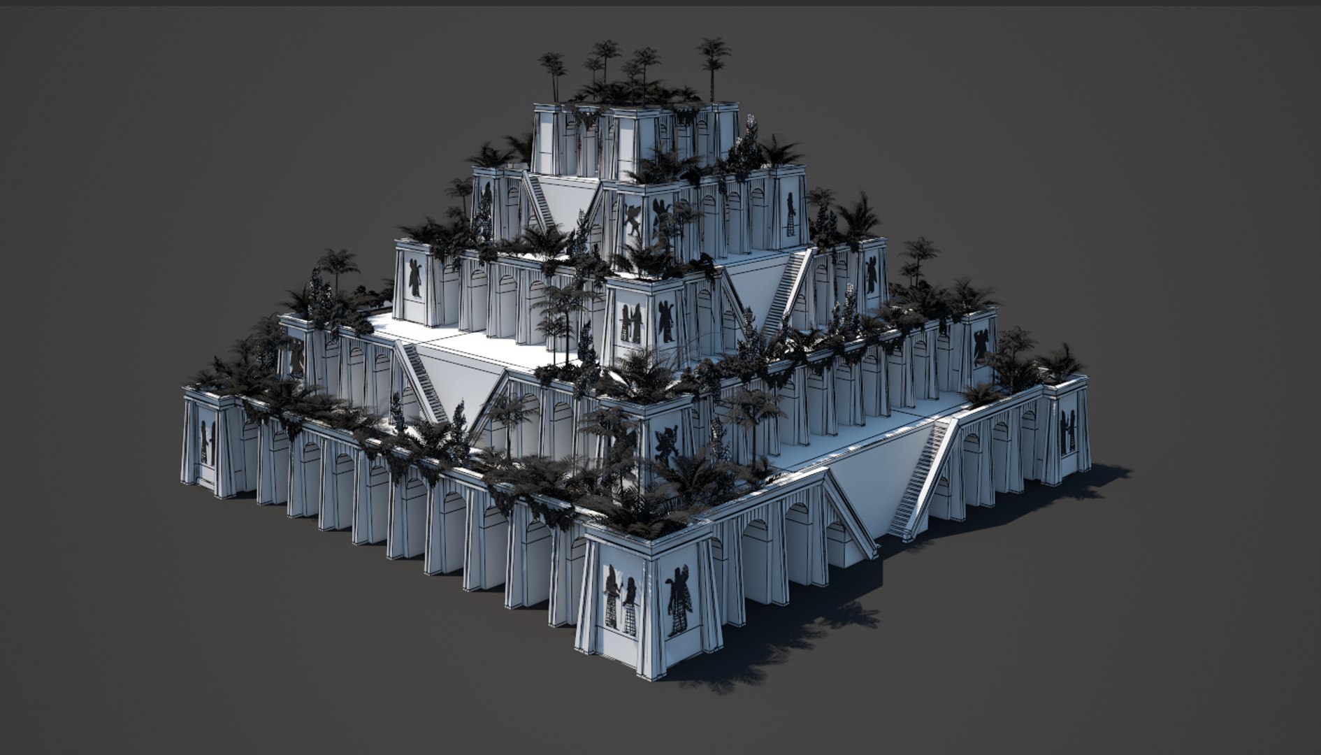 Ancient Hanging Gardens Babylon 3d Max