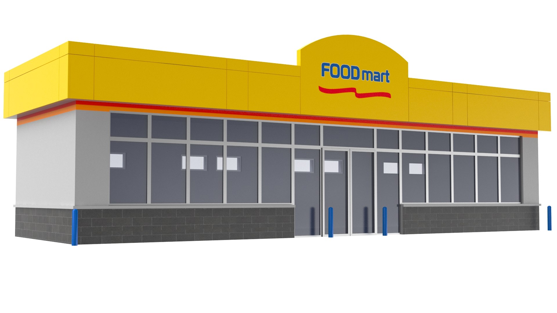 3D Food Mart Building Model - TurboSquid 2038067