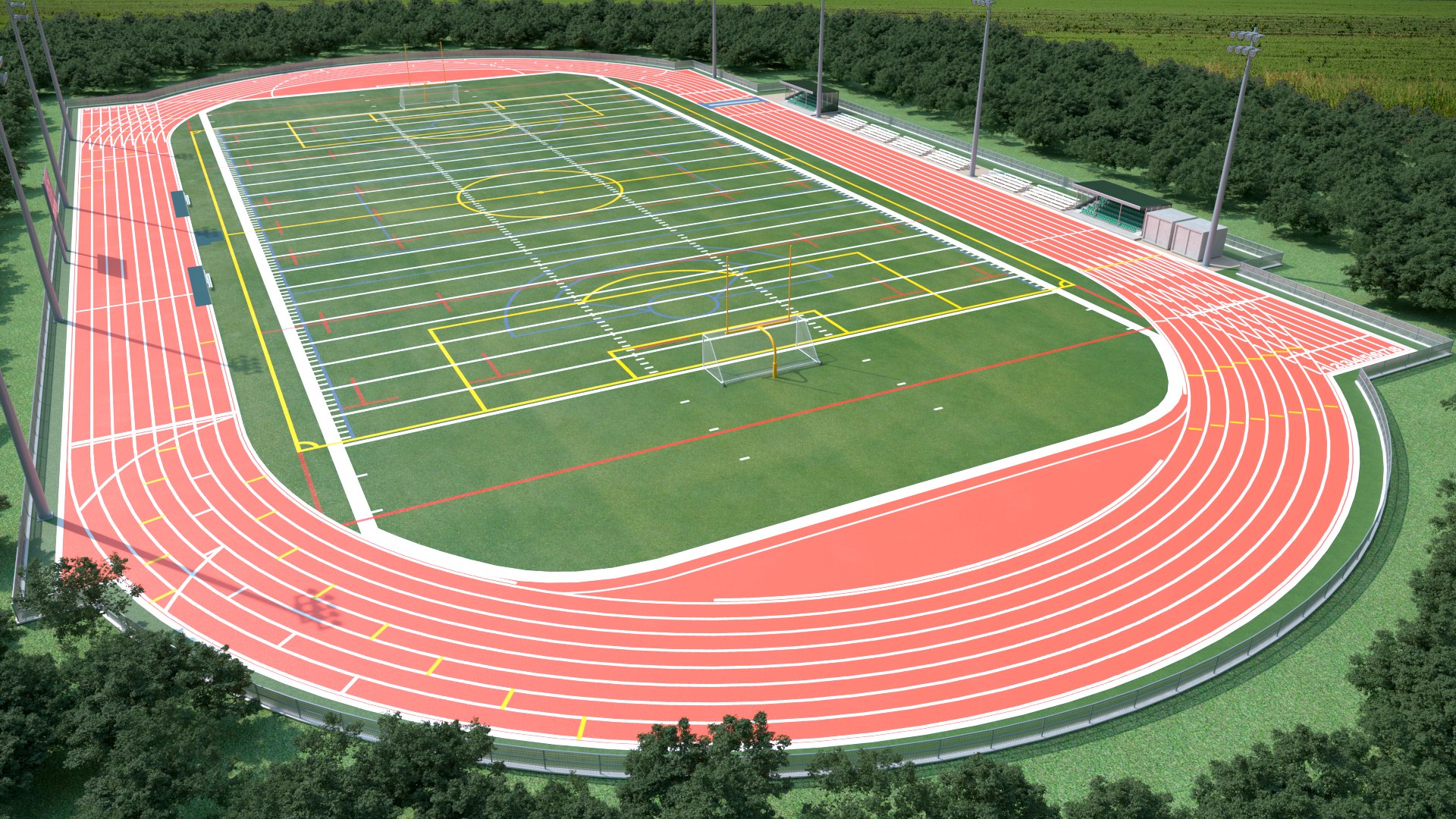 Athletic Running Track Stadium With Tribunes Model - TurboSquid 2299570