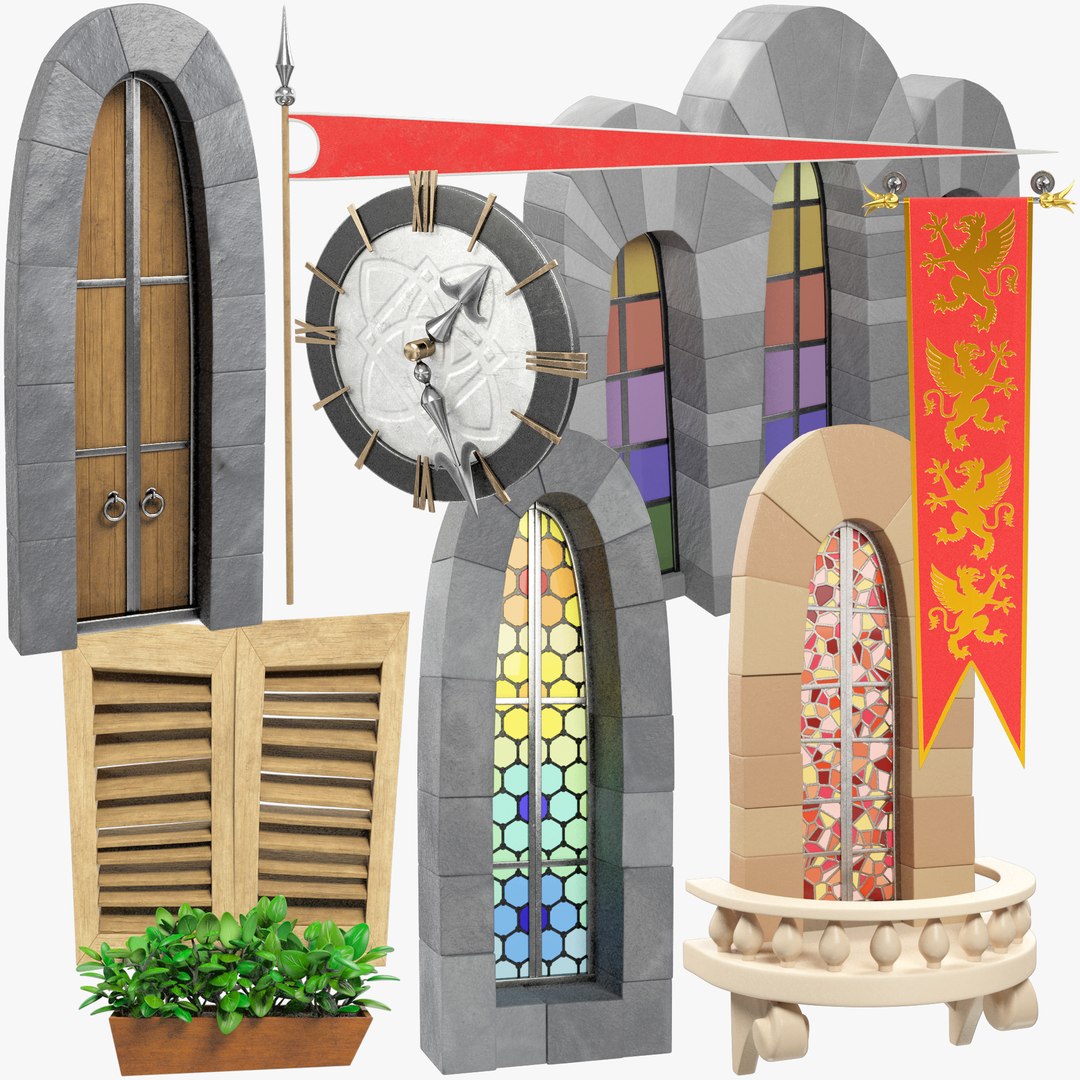 Stylized medieval building parts 3D model - TurboSquid 1687383