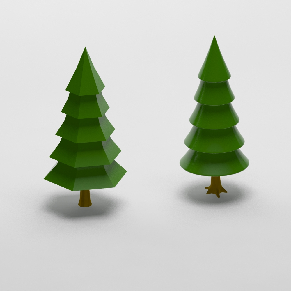 cartoon conifer tree obj