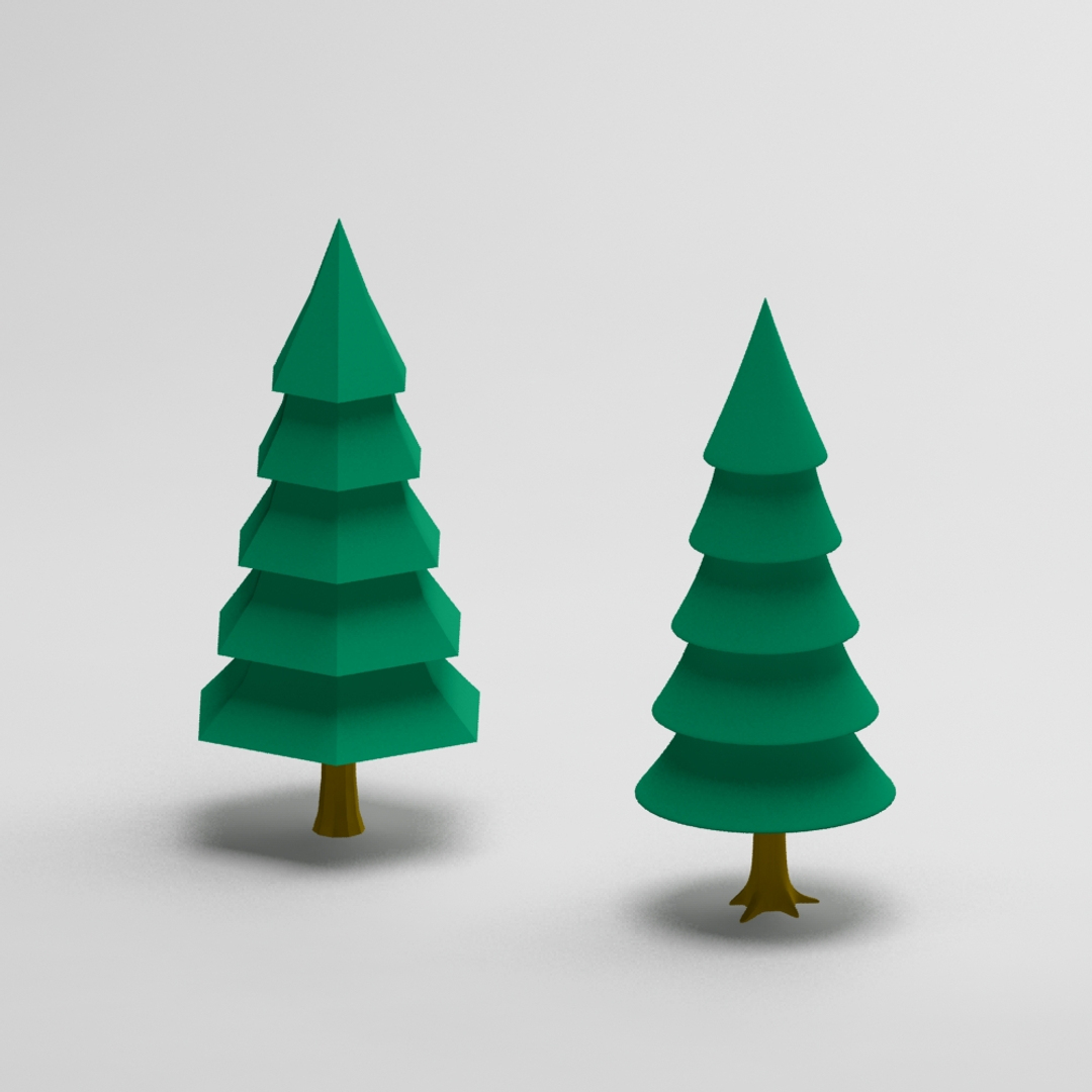 cartoon conifer tree obj