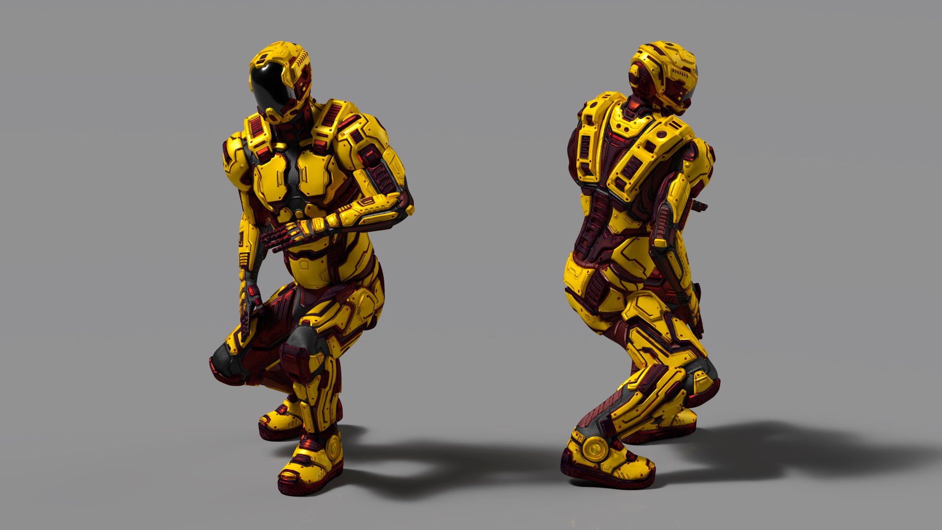 Futuristic Armored Cyborg Yellow Rigged For Maya 3D Model - TurboSquid ...