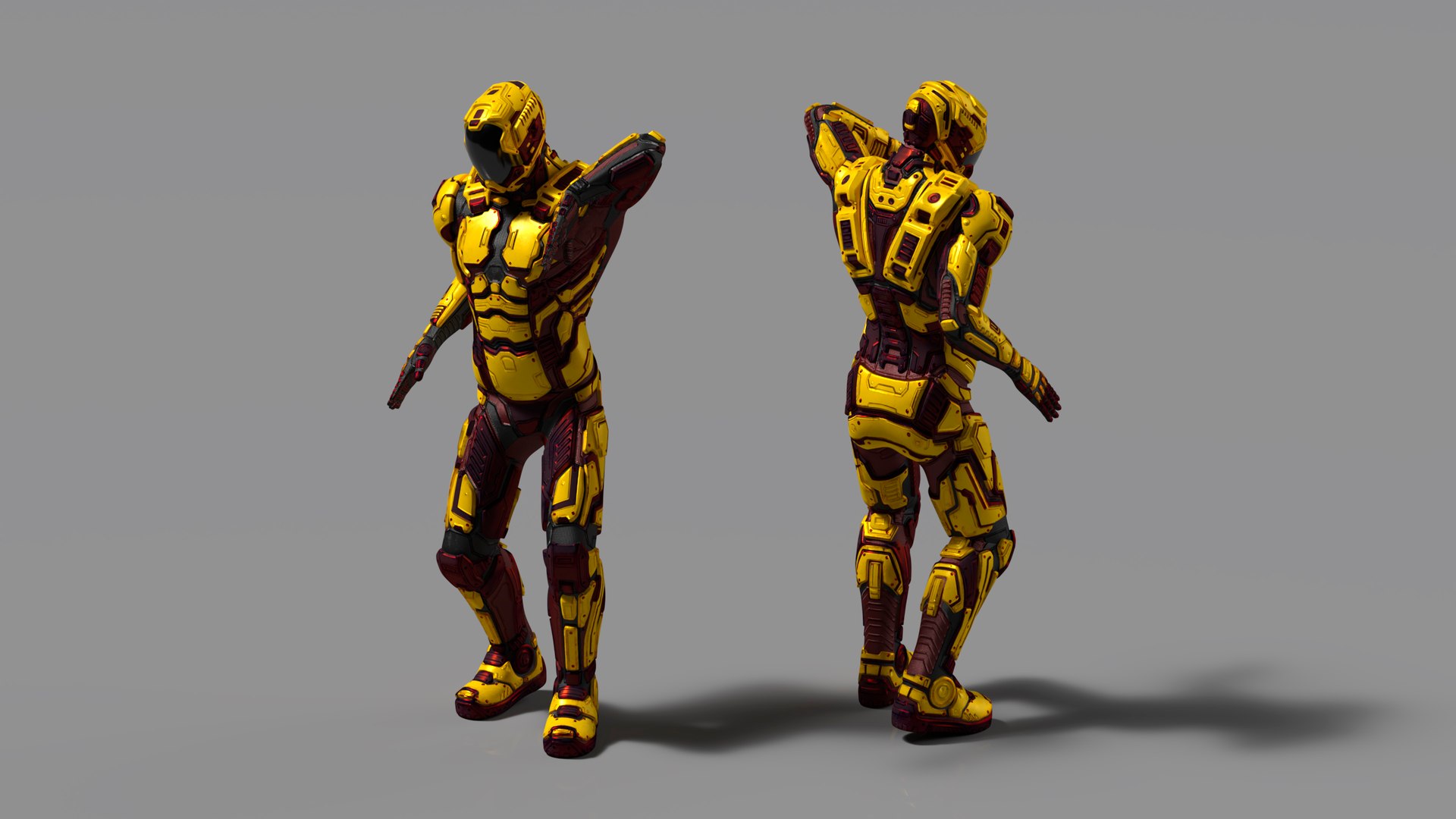 Futuristic Armored Cyborg Yellow Rigged For Maya 3D Model - TurboSquid ...