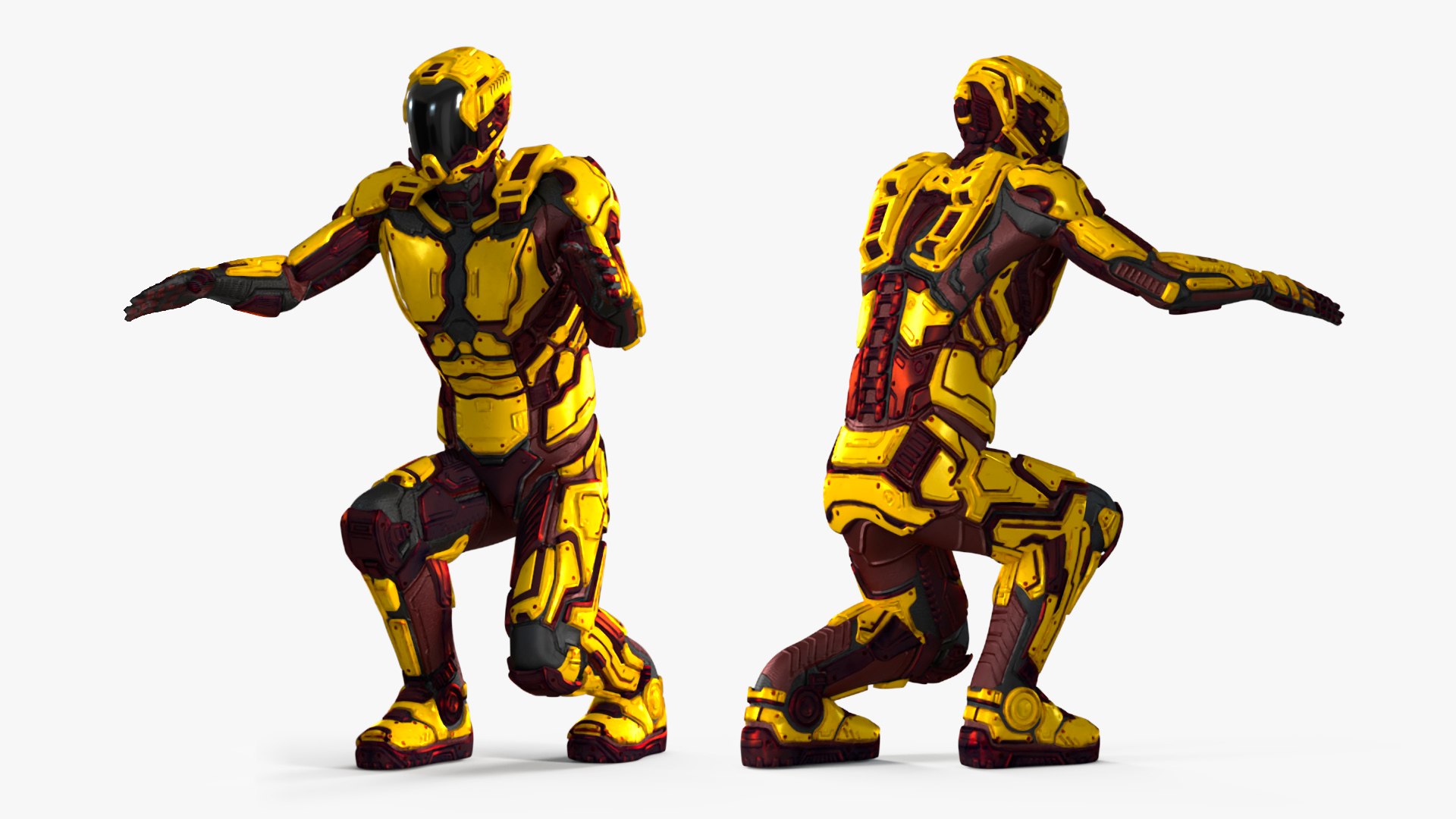 Futuristic Armored Cyborg Yellow Rigged For Maya 3D Model - TurboSquid ...