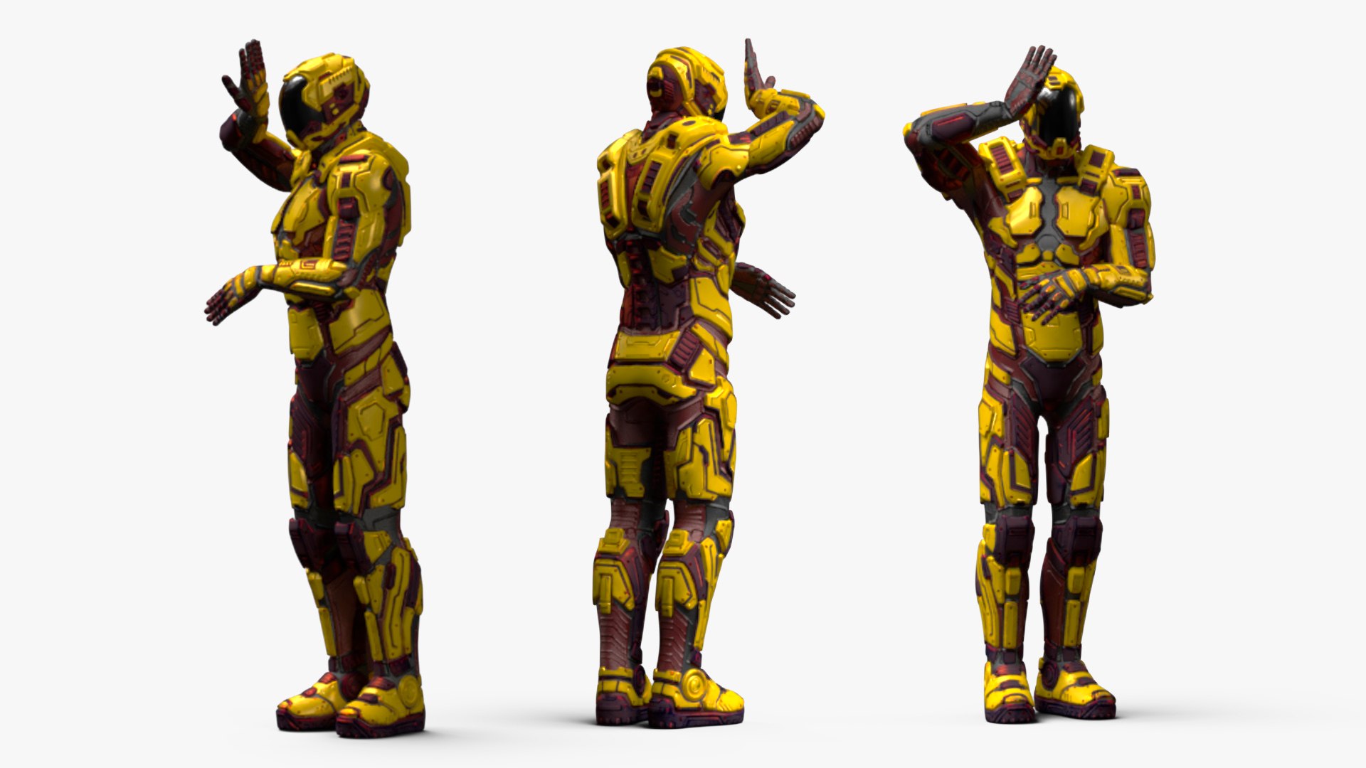 Futuristic Armored Cyborg Yellow Rigged For Maya 3D Model - TurboSquid ...