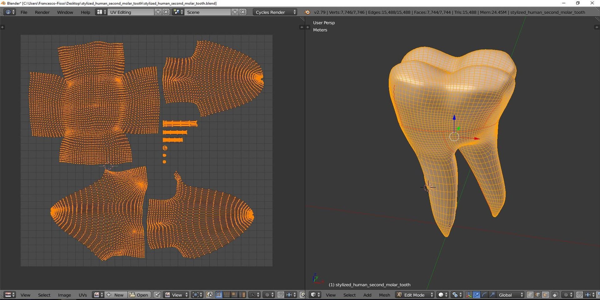 Stylized Human Second Molar 3D Model - TurboSquid 1374185