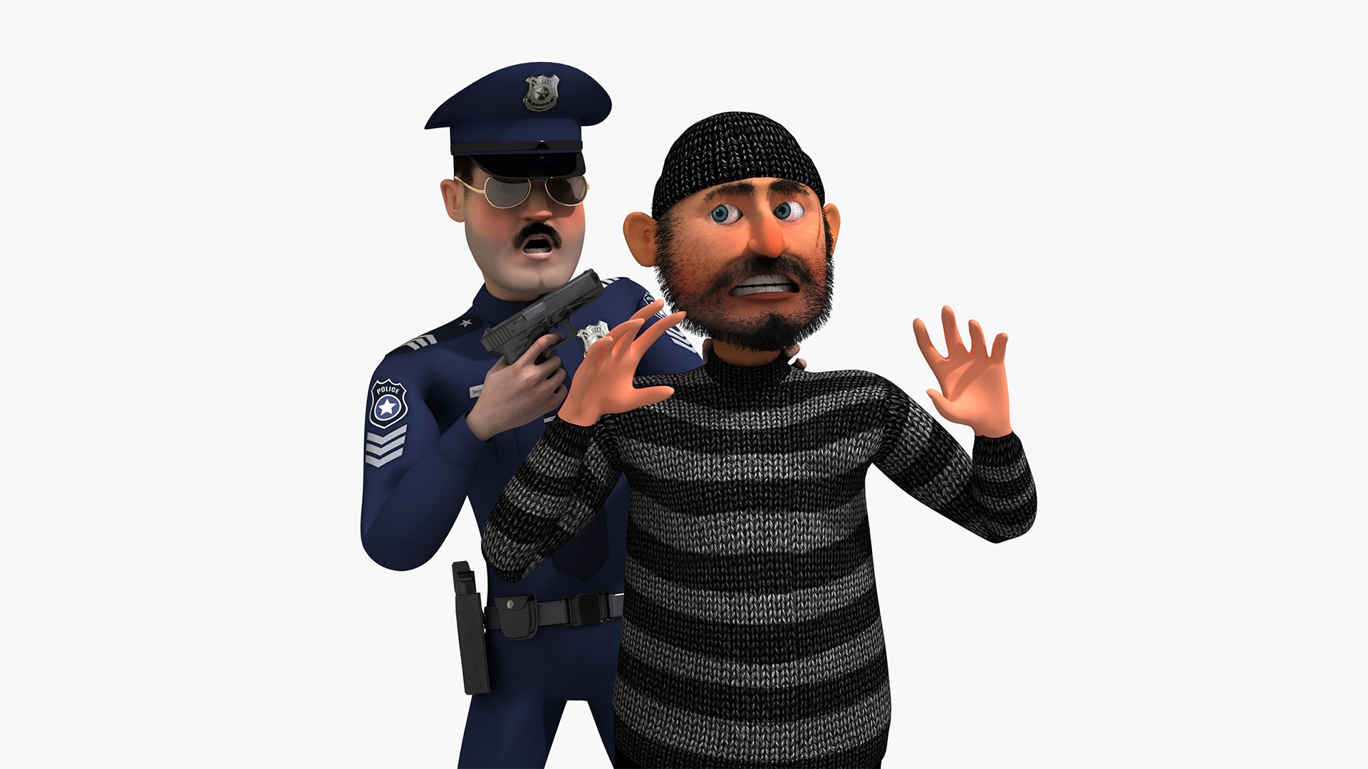 3D Police And Burglar Model - TurboSquid 2010804